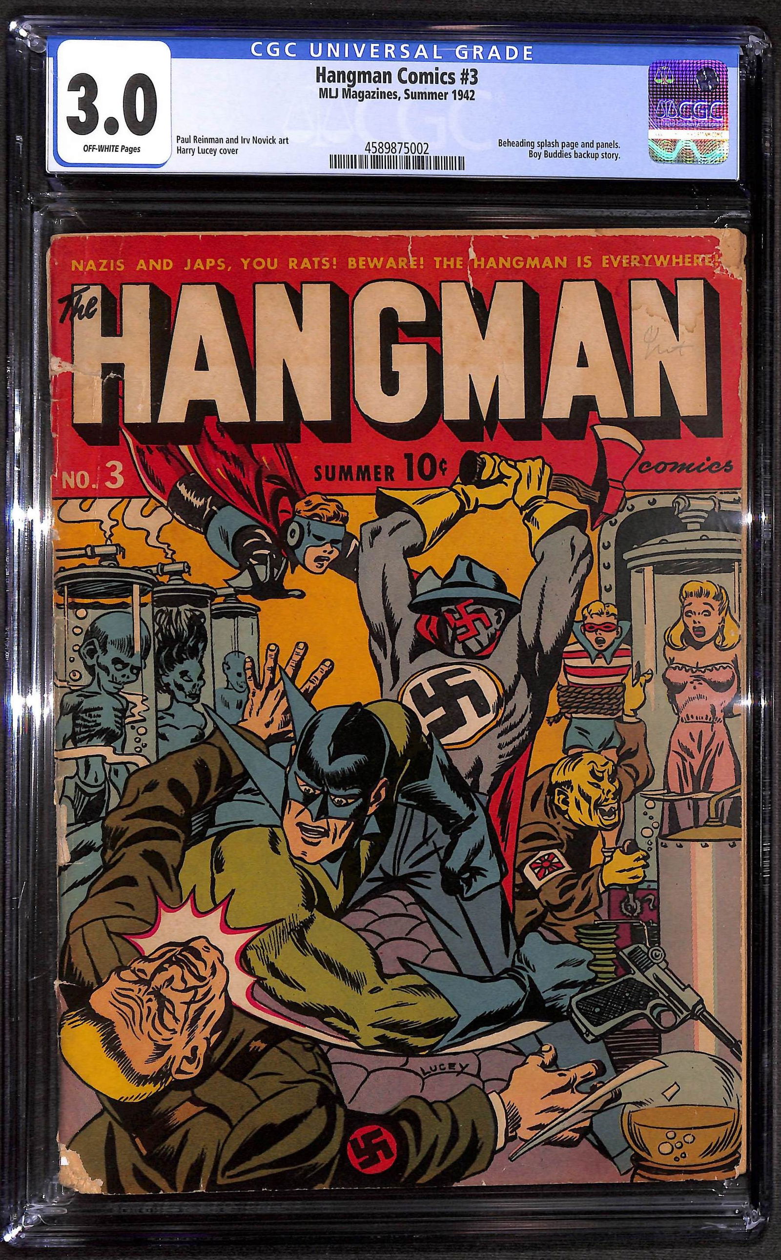 Hangman Comics #3 Cgc 3.0 Off White Pgs Mlj Magazines Summer 1942 First ...