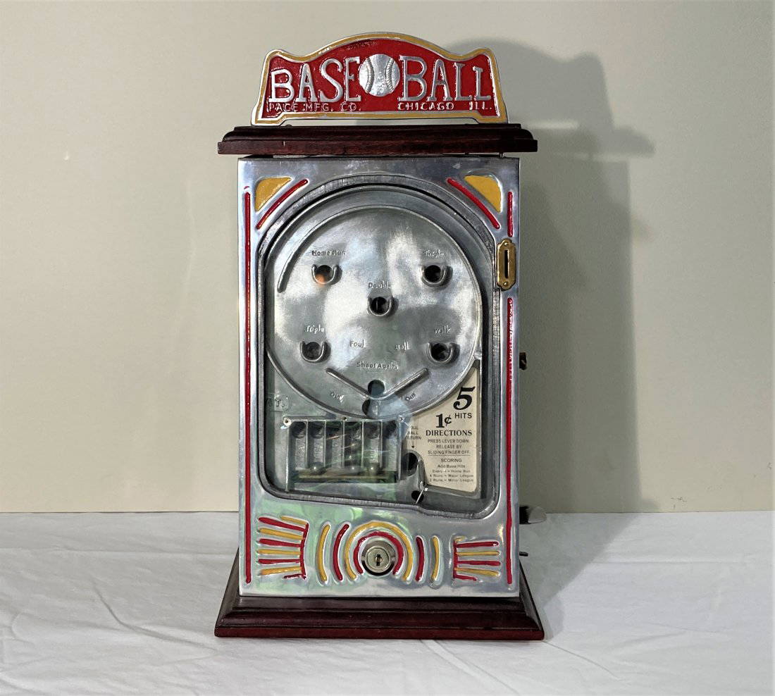 Antique 1930s Baseball Pace Mfg Chicago Coin Operated Trade Stimulator ...
