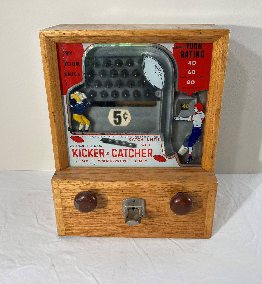 Vintage Frantz Football Kicker Catcher Trade Stimulator Arcade Game Auction