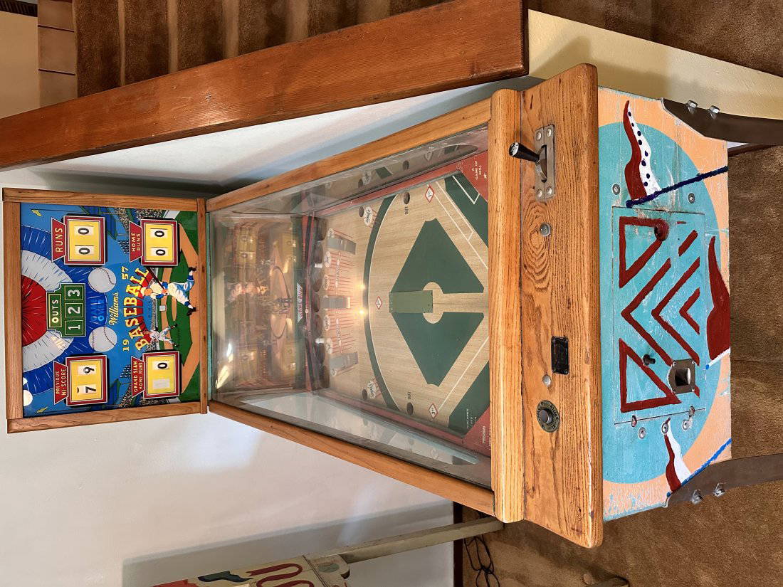 1957 Williams Deluxe Baseball Pinball Machine Pitch & Bat Game Auction