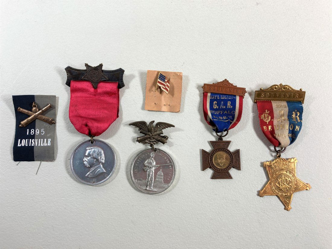 Lot 1 Civil War Grand Army Of The Republic Gar Medals Pins Ribbons Awards