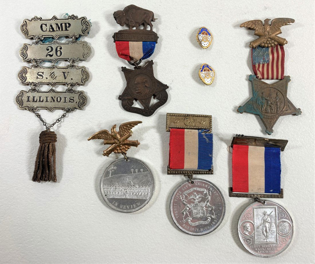 Lot 3 Civil War Grand Army Of The Republic Gar Medals Pins Ribbons ...