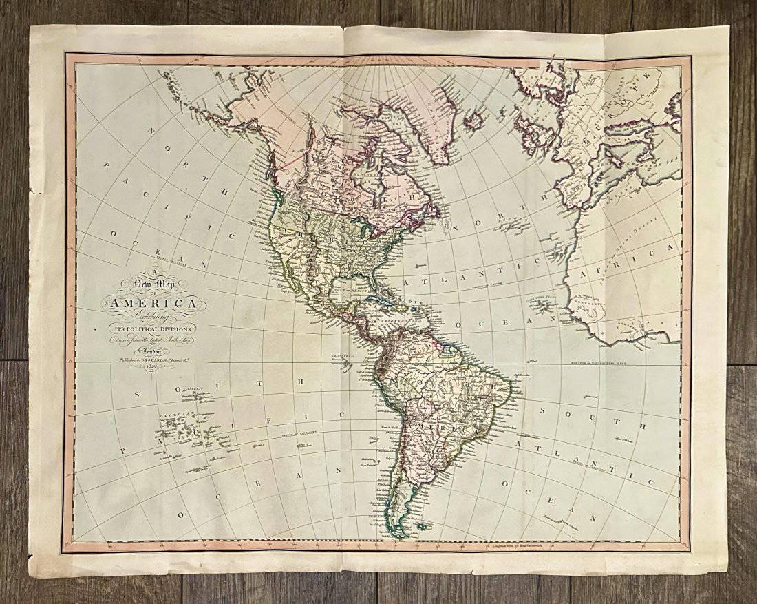 Antique G&j Cary 1825 New Map Of America Exhibiting Political Divisions ...