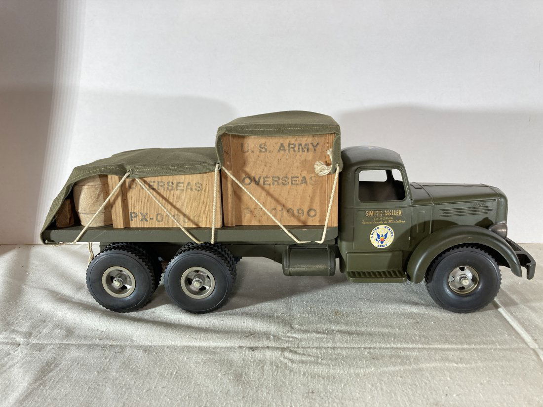Vintage Smith & Miller Smitty Toys Pressed Steel Military Army Truck ...