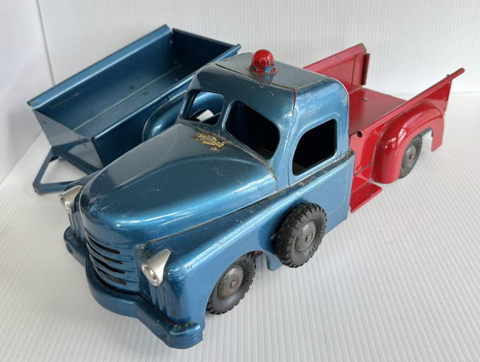 Antique Pressed Steel Toy Structo Usaf Pick Up Truck And Trailer