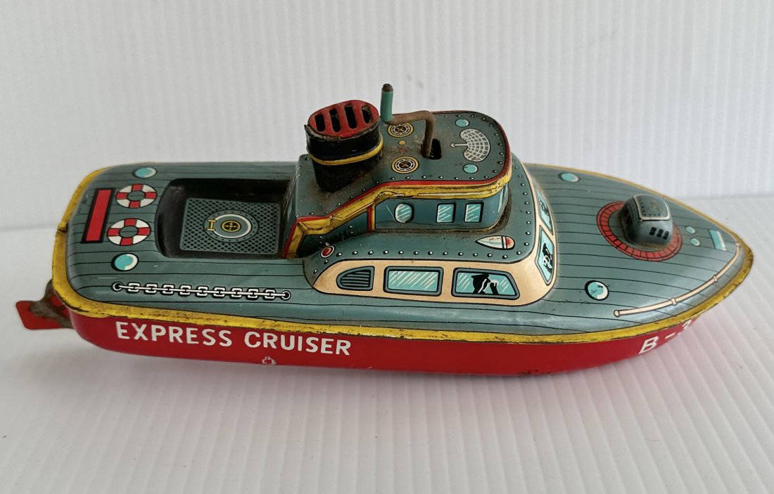 1950s Tin Litho Wind Up Express Cruiser Toy Boat Auction