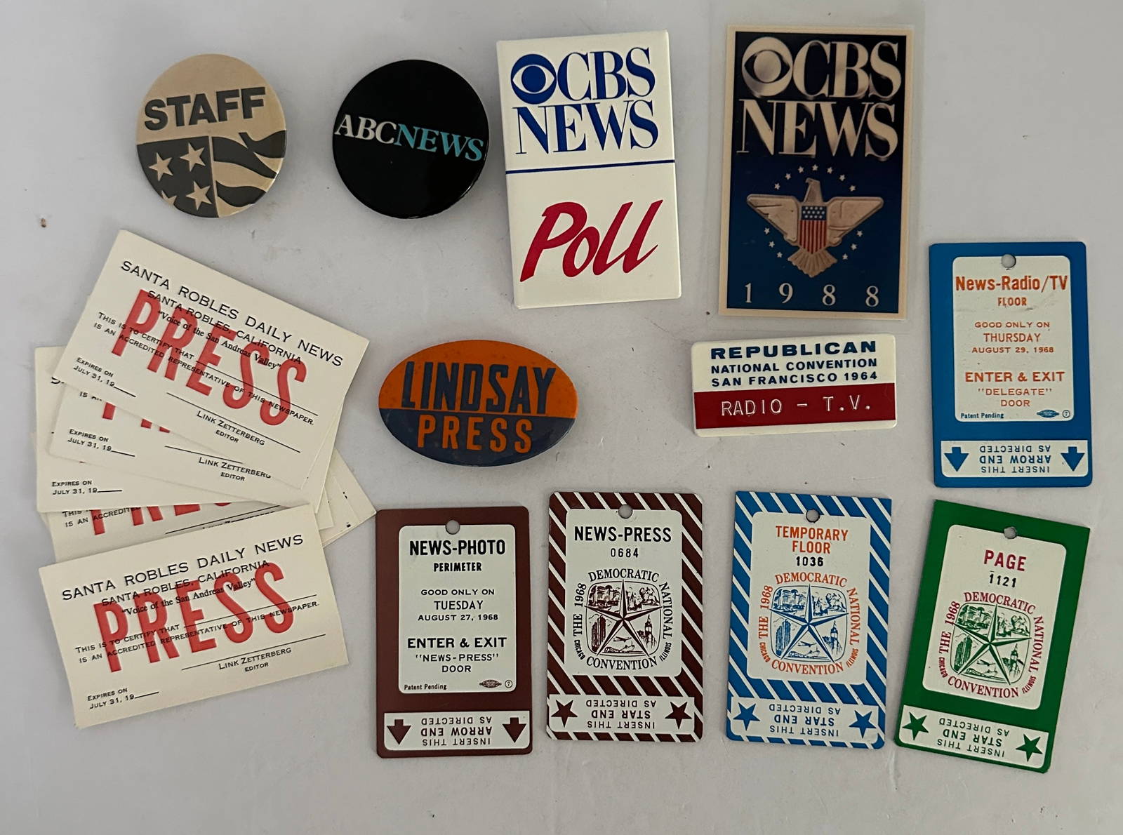 Lot Of Vintage 1960s 70s Press Credentials For Political Conventions ...