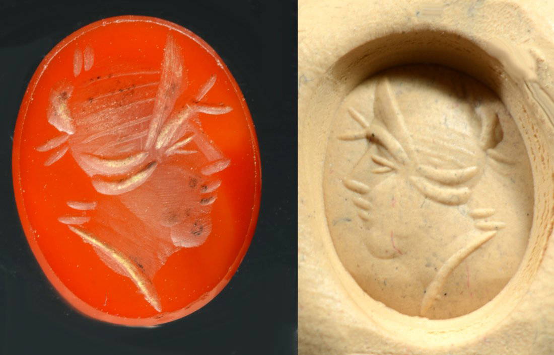 Ancient Roman Carnelian Stone Female Intaglio Auction