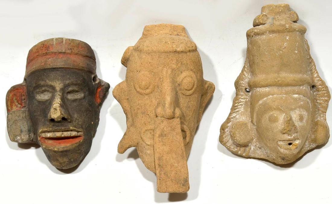 Mixtec Pottery Heads (3) Auction