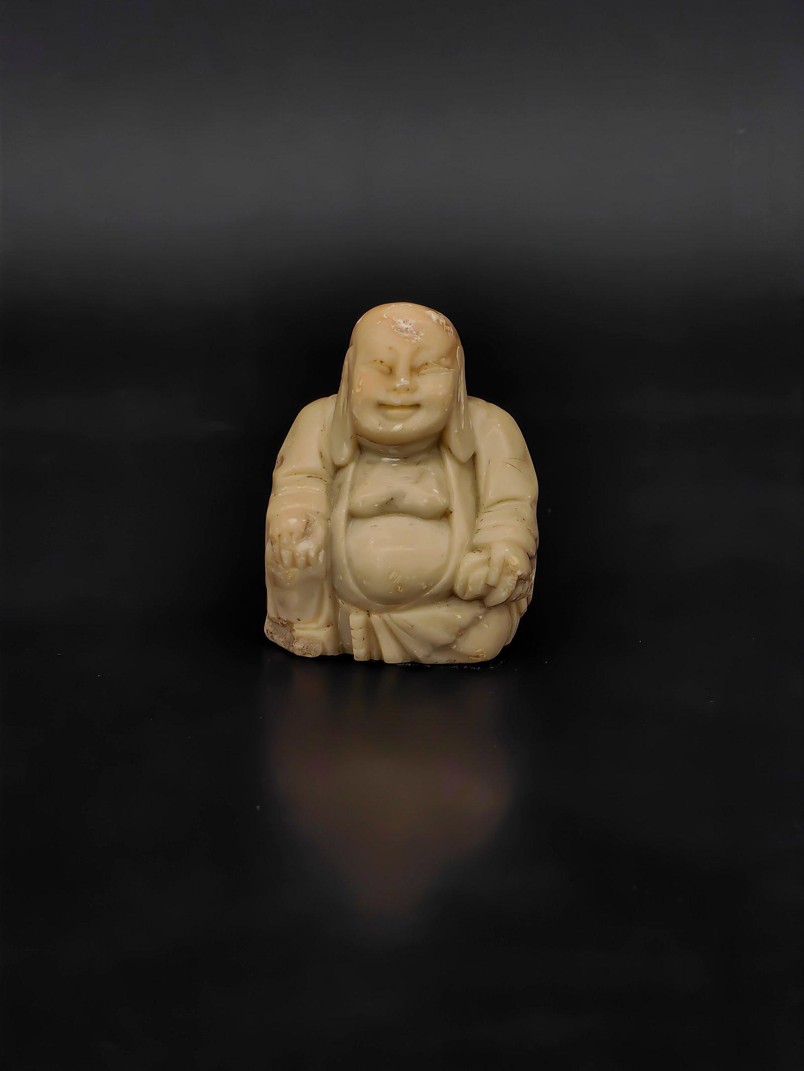 An Antique Chinese Shoushan Stone Figure Of Maitreya Buddha Auction
