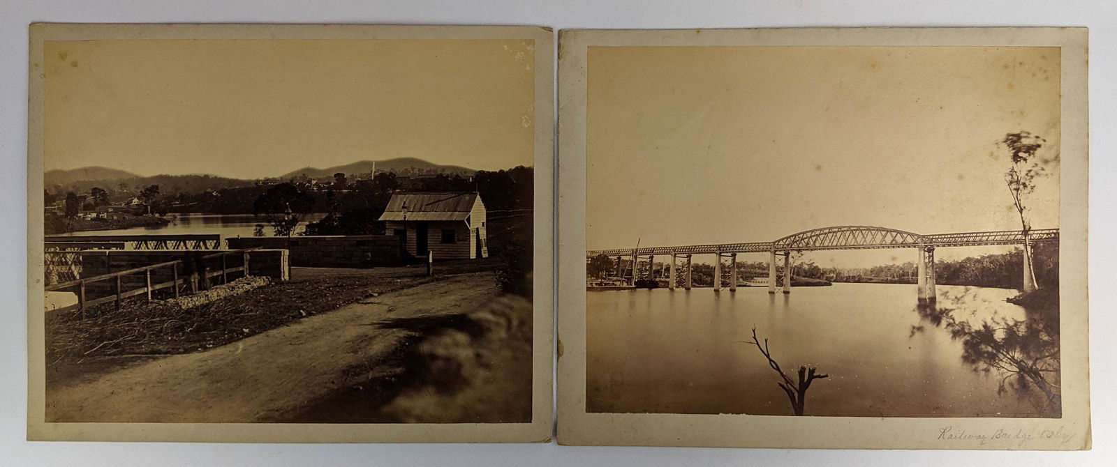 2 Photographs Of Brisbane Bridges, Railway Bridge, Oxley & Victoria ...