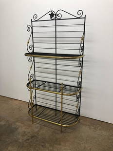 Vintage Iron & Brass Bakers Rack