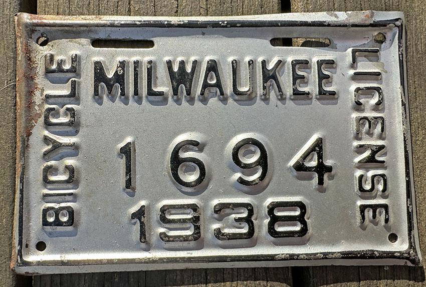 1938 Milwaukee Bicycle License Plate Auction