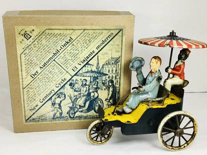 Lehmann New Century Cycle German Wind Up Auto Onkel With Box Rare Tin ...