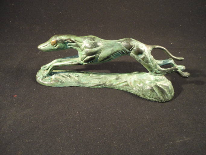 Vintage Bronze Racing Greyhound Figurine