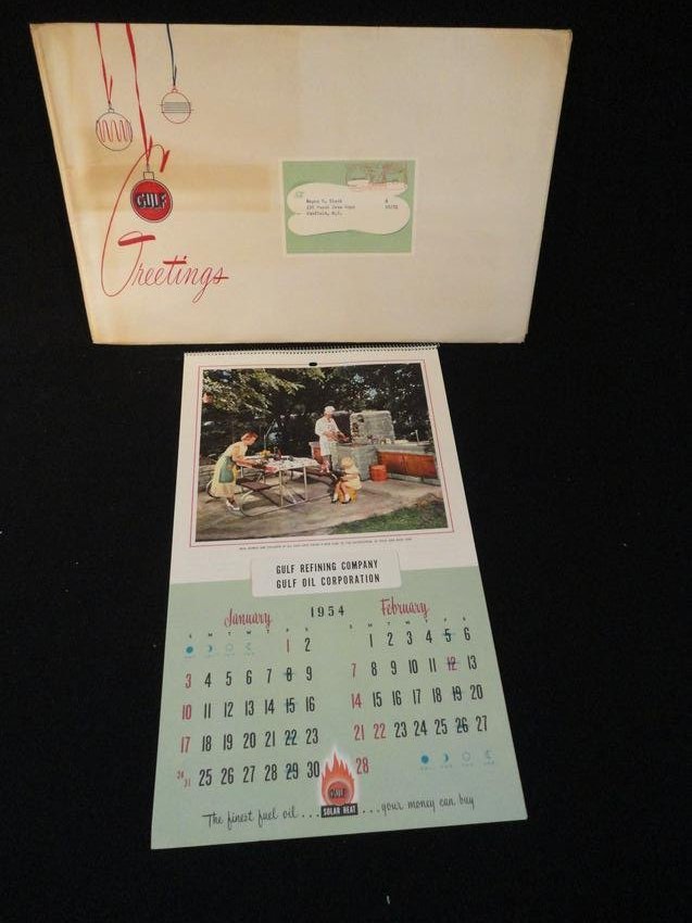 Vintage 1954 Gulf Refining Company Gulf Oil Corporation Calendar.