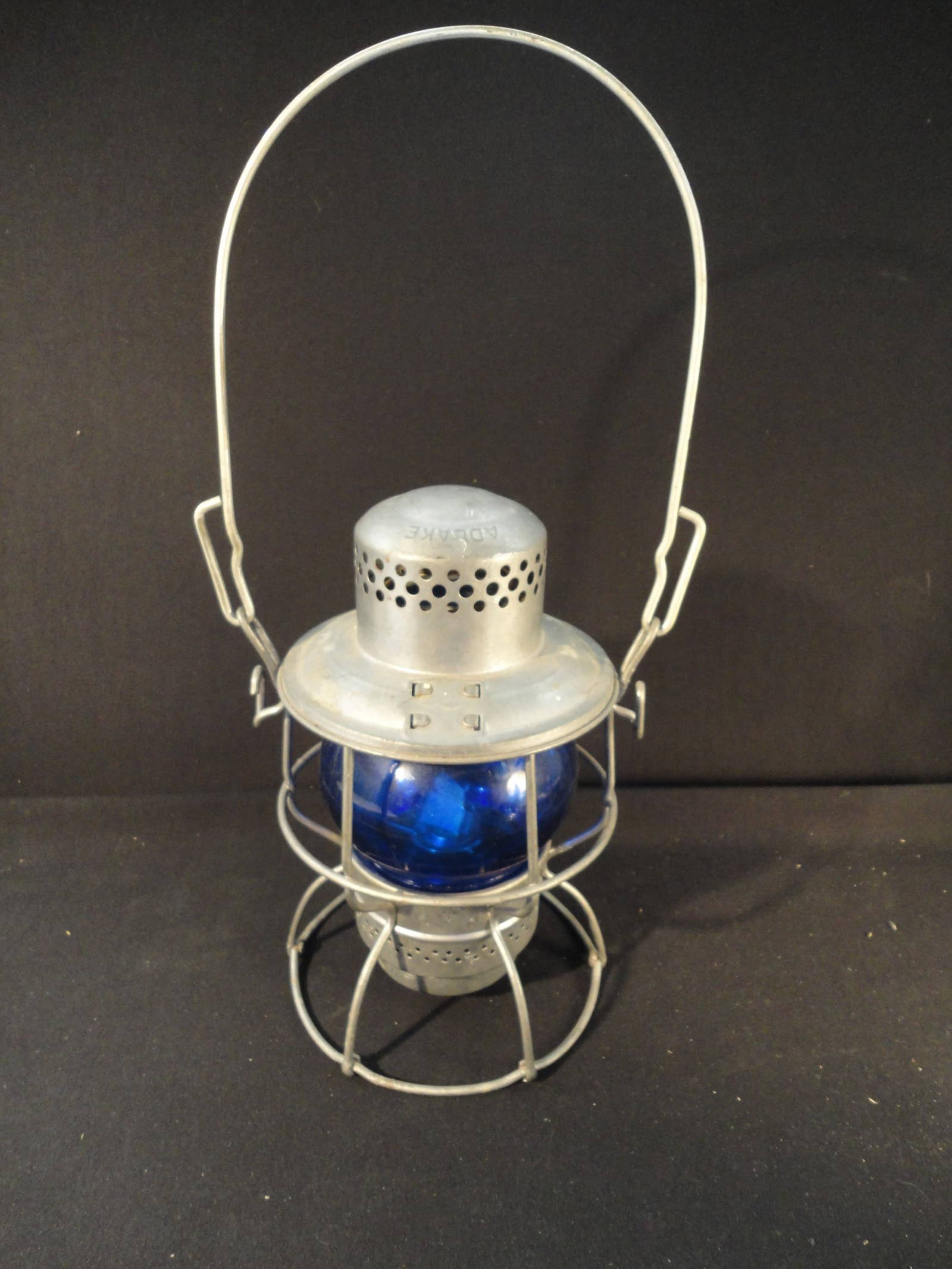 Vintage Adlake Kero Railroad Lantern With Cobalt Blue Glass Globe Auction