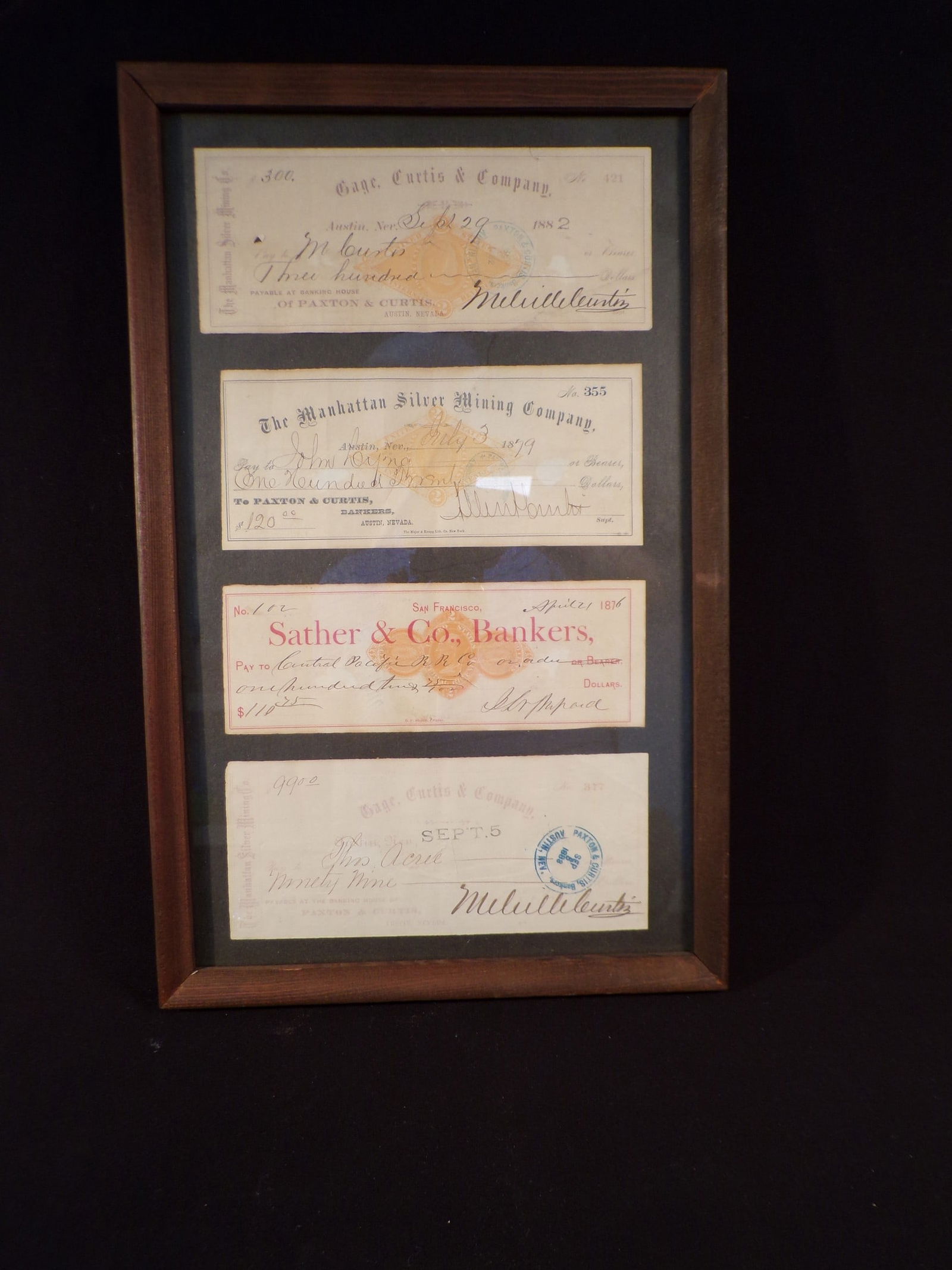 Lot Of 3 1876 To 1888 Manhattan Silver Mining Co. Bank Checks And More ...