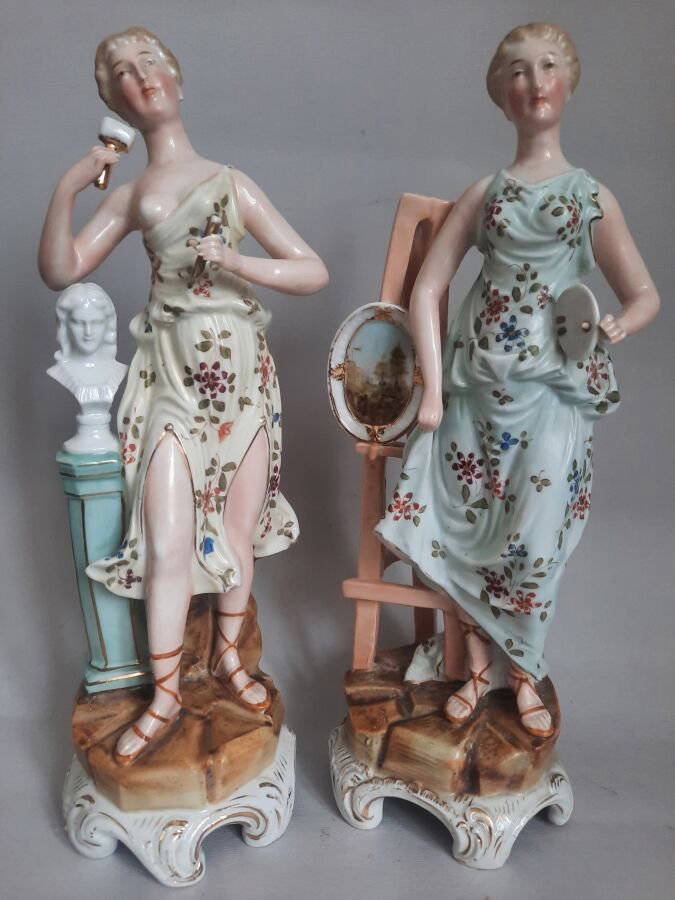 Paired Porcelain Statuettes Artist And Sculptor Germany Trans Pol 20 ...