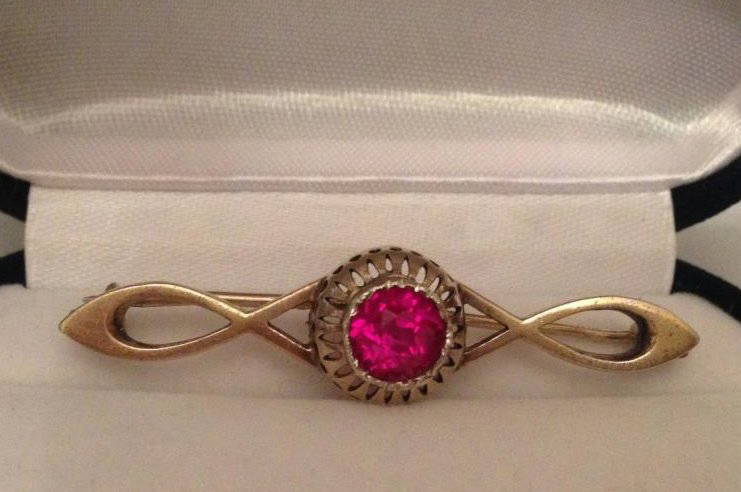 Silver Brooch 875 Head Russian Gems Urals 56th Year Auction