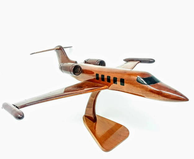 Lear Jet Wooden Scale Aircraft Desk Display