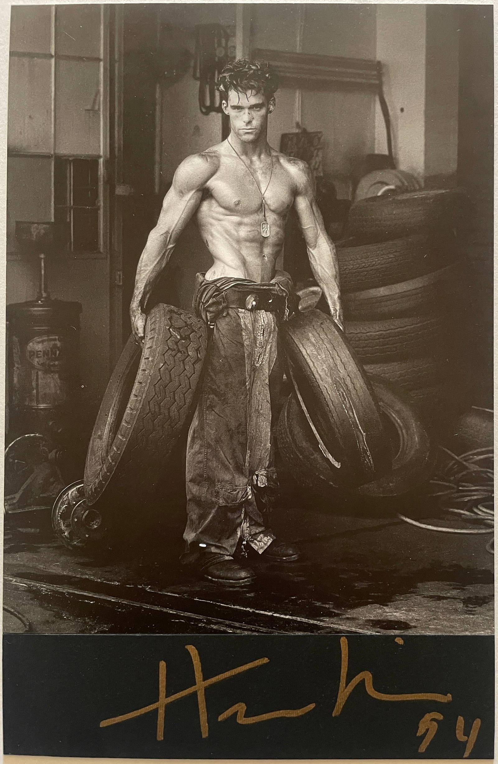 Herb Ritts "fred With Tires, 1984" Print. Auction