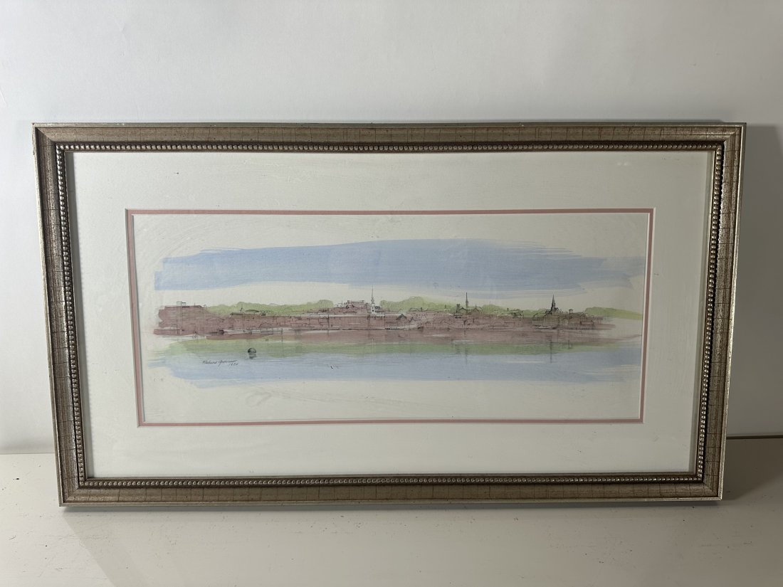 Watercolor Painting Of Downtown Newport, Ri Signed Richard Grosvenor ...