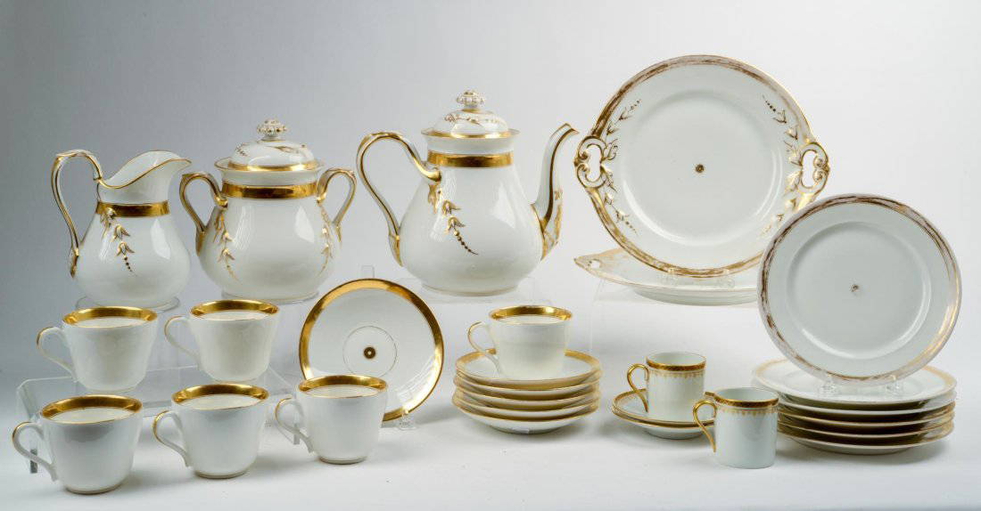 Gold Rimmed Tea Set, With 2 Limoges Demitasse Cups And Saucers Auction