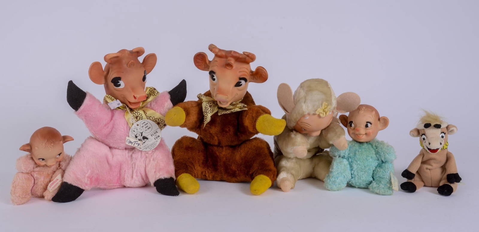Six Borden's Elsie The Cow Plush Toy Animals Auction