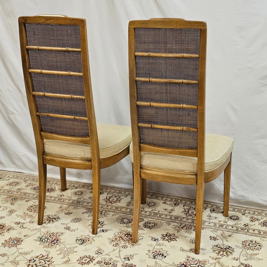 Mcm Pair Of Cane And Spindle Chairs Auction