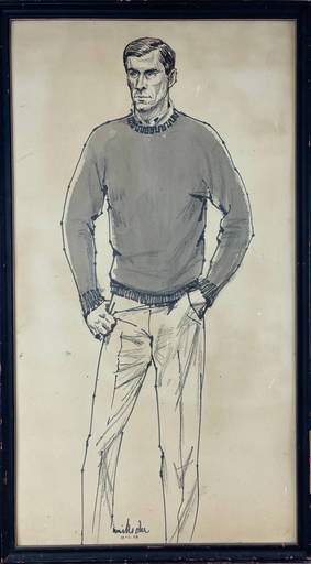 Original Ink Drawing Of Bill Clune
