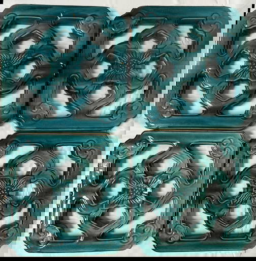 Four Tiki Tiles – Chinese Clay Breezeway And Garden Tiles With Blue ...