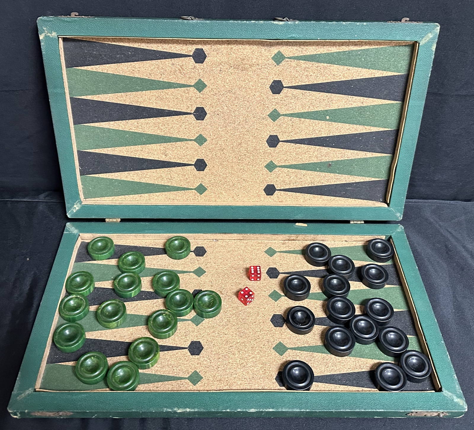 Green And Black Bakelite Backgammon Set Auction