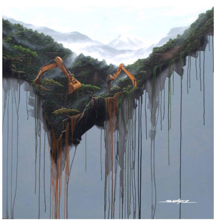 Juan Carlos Suarez "megamineria / Megamining" Painting Acrylic On Canvas