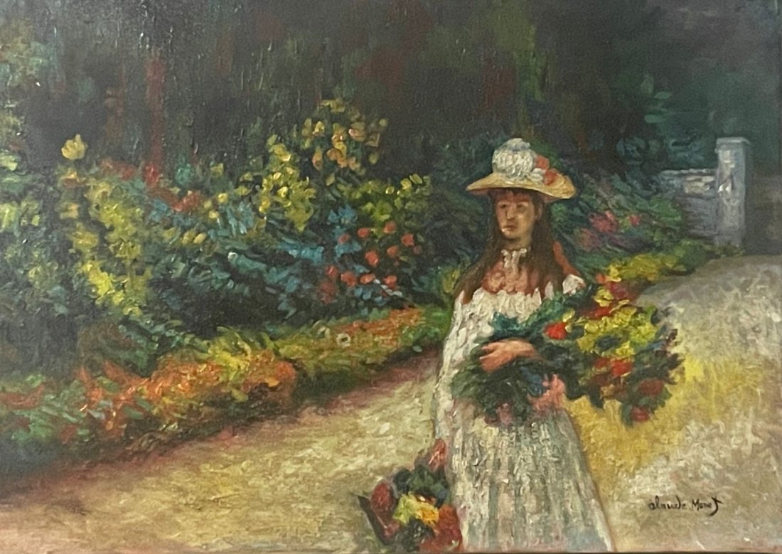 In The Style Of Claude Monet "young Girl In The Garden Of Giverny ...