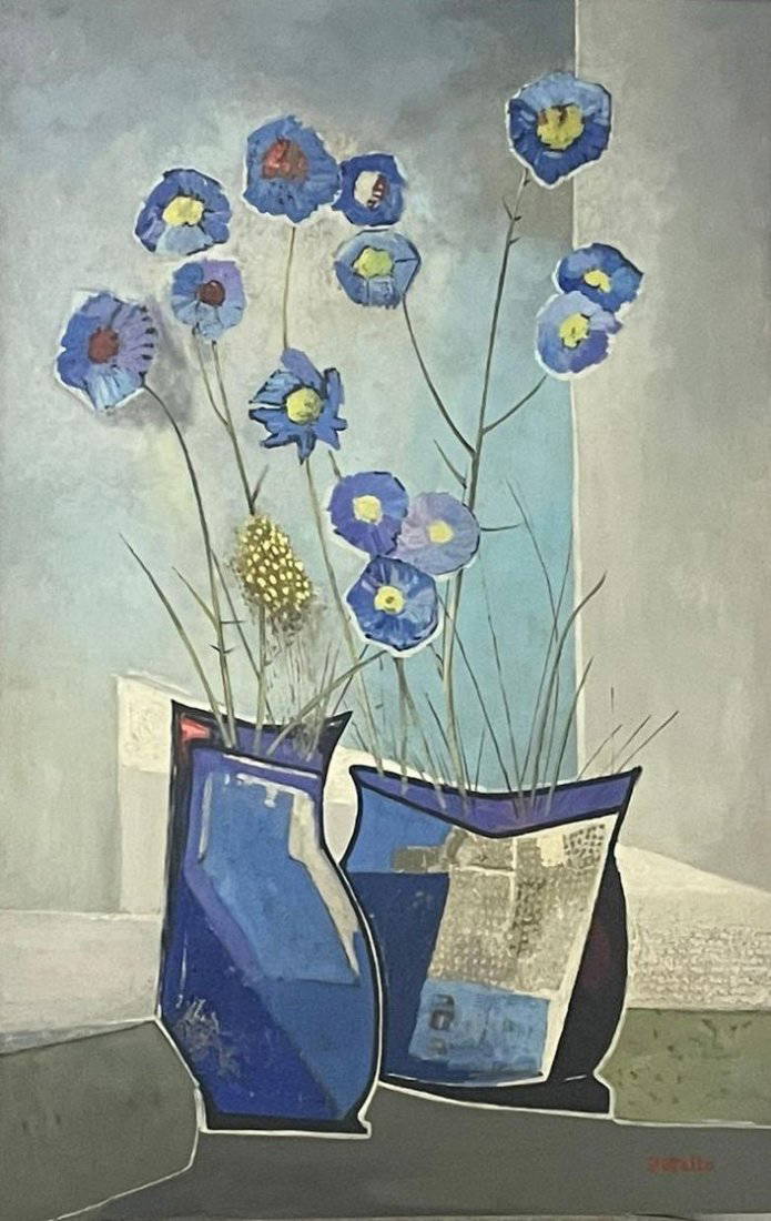 In The Style Of Angel Botello - "floral Still Life” - Painting Â€“ Oil ...