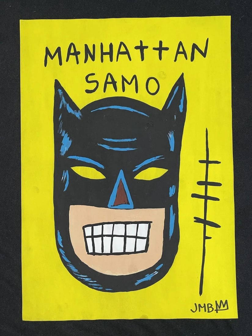 Jean-michel Basquiat - Batman - Watercolor On Paper - In The Style Of ...
