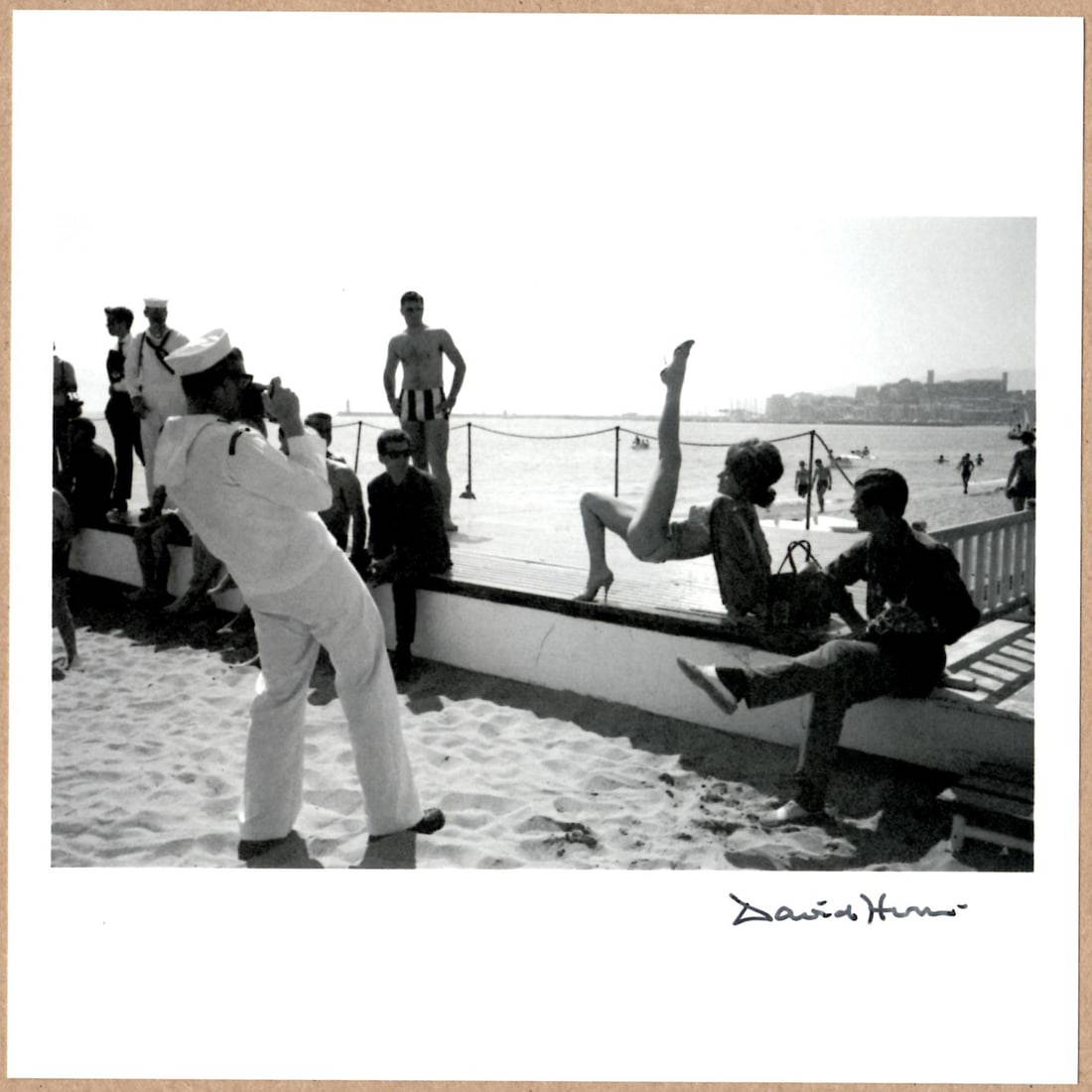 Signed - David Hurn - Sailor Photographing A Beach Dancer 6" X 6 ...