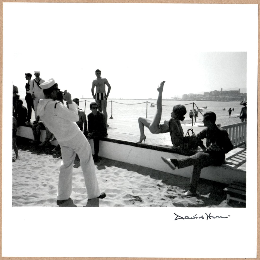Signed - David Hurn - Sailor Photographing A Beach Dancer 6" X 6 ...