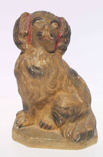Mid 19thc Chalkware Spaniel, Original Painted
