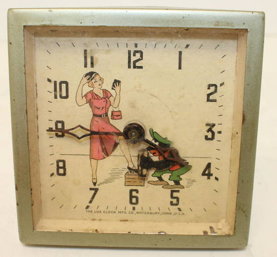 Lux Clock Co Alarm Clock W Shoe Shine Boy Automaton