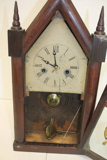 Antique Steeple Clock W Remnants Of Label Reverse