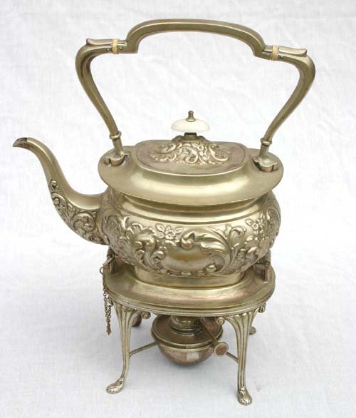 334: antique English William Adams silver plate embosse