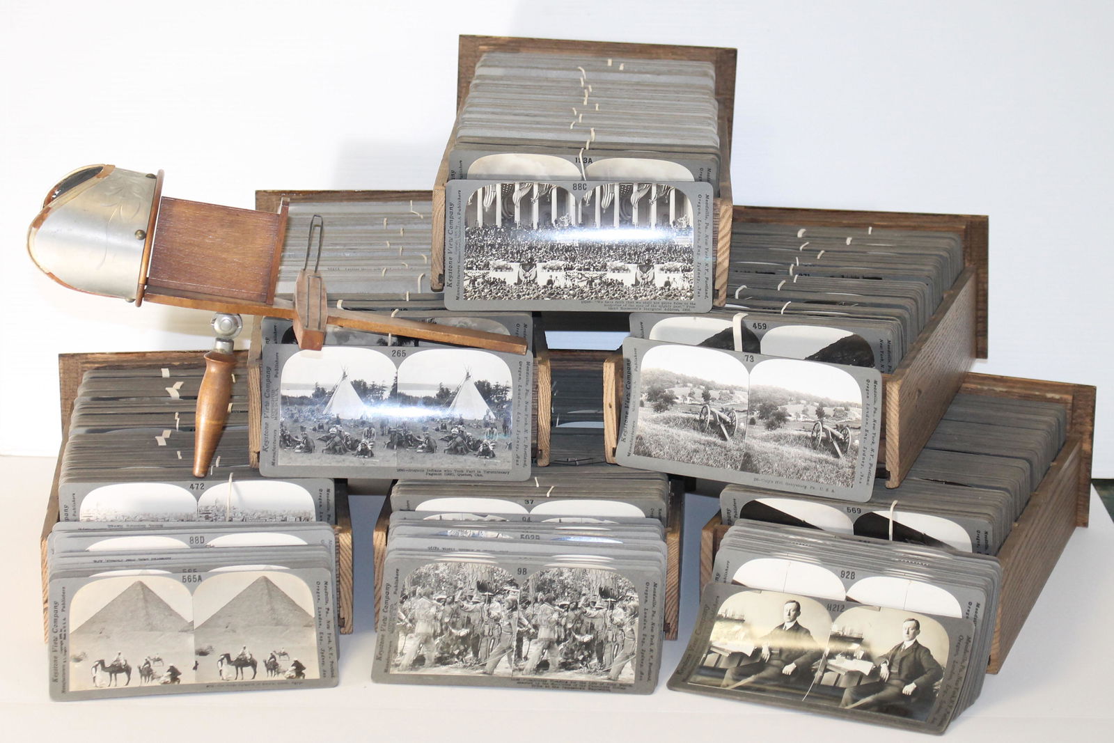 Antique Stereopticon Viewer With Several Views Incl