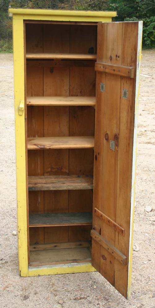 15: antique chimney size pantry cupboard in mustard pai