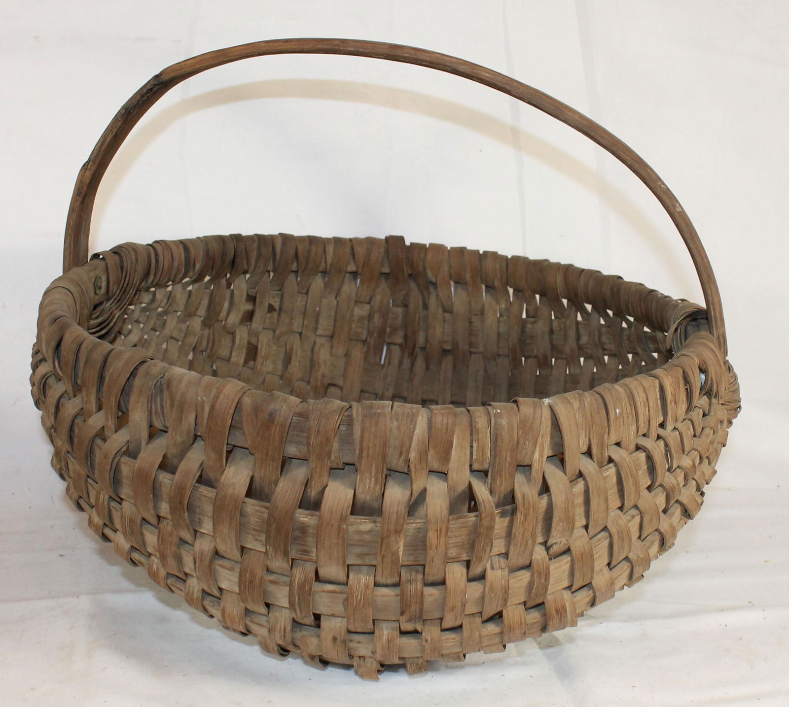 Antique Melon Basket W Fixed Handle 15" X15" X 13"