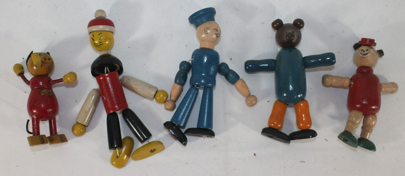 Lot Of 5 Vintage Wooden Jaymar Jointed Figures Approx