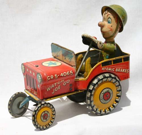 372: Unique Art GI Joe & His Jouncing Jeep tin wind up