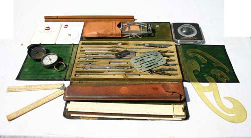 373: box of old engineering tools