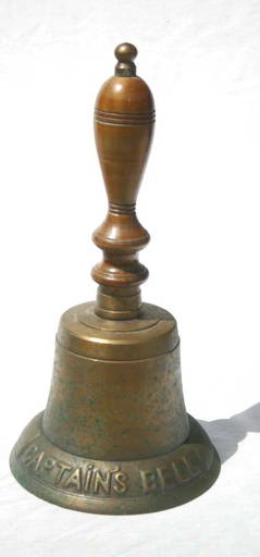 15" Brass "captain's Bell" W Turned Wooden Handle